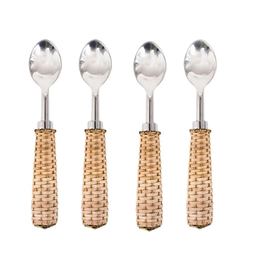 Fabulous basketweave set of four condiment spoons