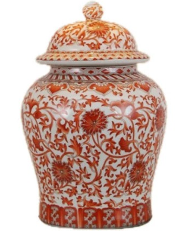 Red Coral Temple Jar