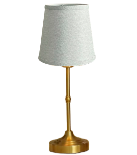 Antique Gold Rechargeable Lamp with Soft Blue Shade
