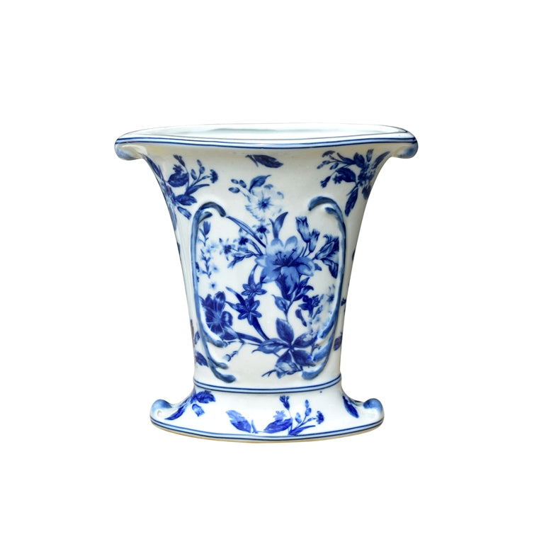 Oval Lily Floral Cachepot Urn