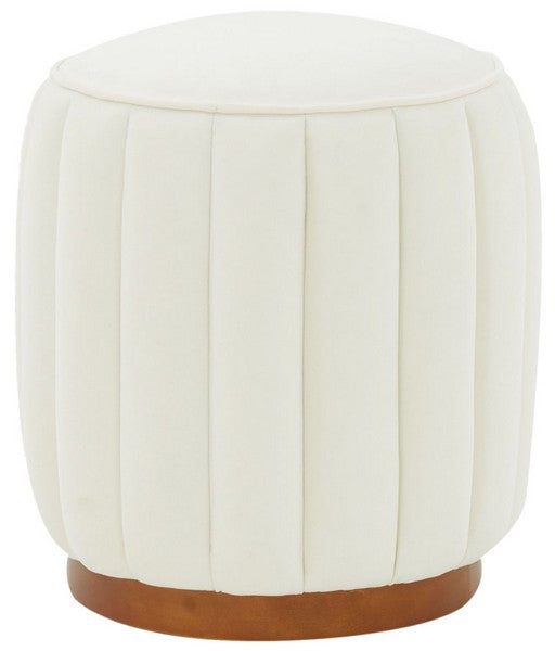 Sherrie Round Channel Tufted Ottoman | Safavieh Couture - SFV4834