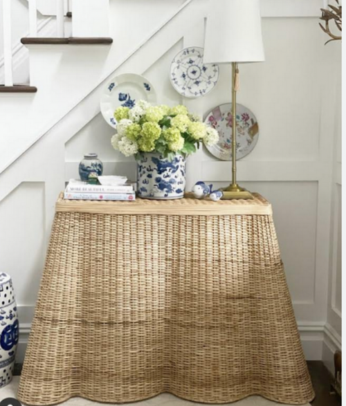 Scalloped Wicker Console