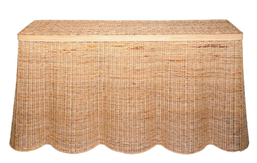 Extra Large Scalloped Wicker Console Table