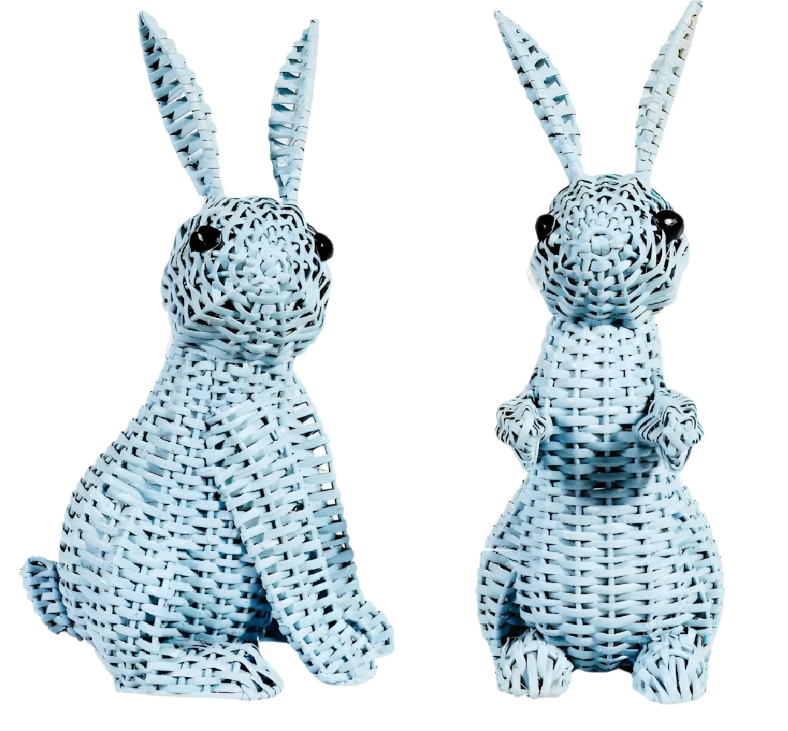 Fabulous 6" wicker bunnies (soft blue)